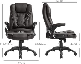 HOMCOM Masážní křeslo HOMCOM, kancelářské křeslo, kancelářské křeslo, manažerské křeslo, herní křeslo s 6bodovou vibrační masáží, funkce vyhřívání, u…