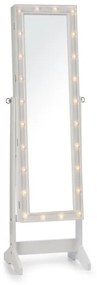 OneConcept Smilla, skříňka na šperky se zrcadlem, 24 led světel, sklopná, zámek, bílá