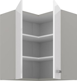 BIANCA sb | horní kuchyňská skříňka 60x60 GN-72 2F (90°) rohová s policemi | 60x60 cm | světle šedá/bílá lesk