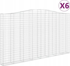 vidaXL Gabionové koše, 6 ks, 400x30x220/240 cm, galvanizované železo