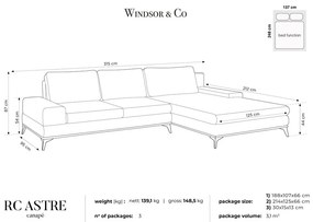 Tmavě hnědá rozkládací rohová pohovka se sametovým potahem Windsor &amp; Co Sofas Astre, levý roh