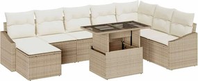Set pohovek 9 ks Béžová a krémová polyratan 3349057