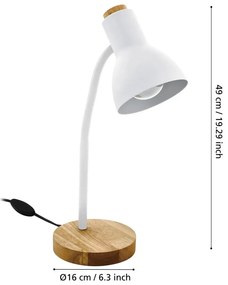 Stolní lampa v bílé a přírodní barvě s kovovým stínidlem (výška 49 cm) VERADAL – EGLO