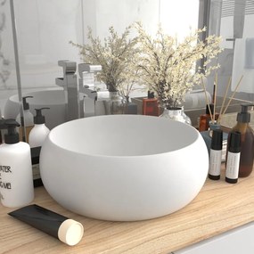 Luxusní umyvadlo kulaté matné bílé 40 x 15 cm keramické 146998