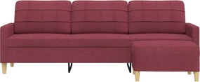 3místná pohovka s podnožkou vínová 210 cm textil 3278255