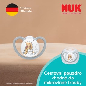 NUK Dudlík Perfect Match Air Medvídek Pú 6-18 m 1 ks v boxu Grey