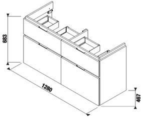 Jika Cubito Pure - Skříňka pod dvojumyvadlo 128x68 cm, bílá H40J4274025001