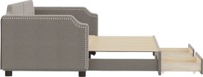 Válenda s přistýlkou a zásuvkami taupe 90 x 200 cm textil 3197673