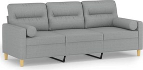 3místná pohovka s polštáři světle šedá 180 cm textil 3200829