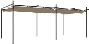 Pergola se zatahovací střechou taupe 589 x 292 x 230 cm