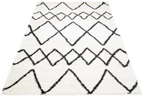 Kusový koberec shaggy Prata krémovo-černý 240x330cm