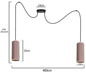 Lustr na lanku AVALO 2xE27/60W/230V pavouk růžová/měděná