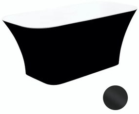 Besco Volně stojící vana z litého mramoru Assos BW 160x70 Barva: Bílá/černá, Rozměry (cm): 160x70, Typ a barva výpustě: Click-Clack s horním čištěním, černá