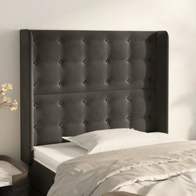 Čelo postele typu ušák tmavě šedé 83x16x118/128 cm samet 3120045