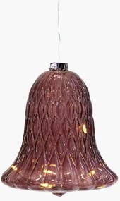 LED skleněný zvonek vínový Ø 9 × 10 cm, 5 diod, IP20 interiér, 1× AAA