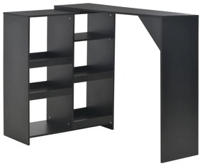 280223 vidaXL Barový stůl s pohyblivým regálem černý 138 x 39 x 110 cm