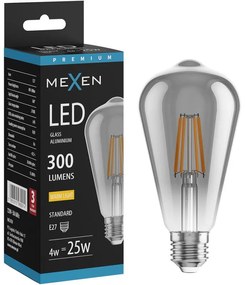 Mexen Vintis Žárovka filament LED E27, ST64, 4W, Teplá - 2700K, 300 lm, kouřová - L152-E27-0427-70
