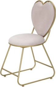 Designová jídelní židle Heart světle růžová/zlatá