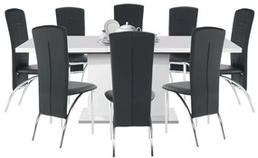 Kondela Rozkládací jídelní stůl, bílá vysoký lesk HG, 160-200x90 cm, KORINTOS
