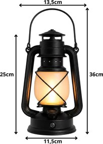 Verk Group Retro led lampion pro turisty a kempování, dekorativní, s usb nabíjením a efektem plamenů