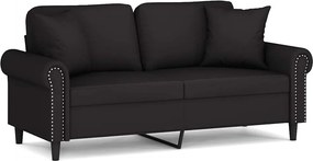 2místná pohovka s polštáři černá 140 cm samet 3200950