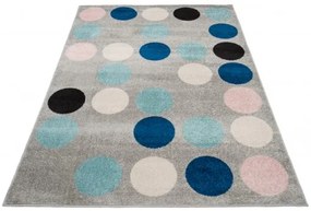 Kusový koberec LAZUR C980B puntíky šedý růžový Rozměr: 80x150 cm