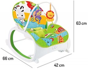 EcoToys Dětské vibrační lehátko 3v1, zelená, 88965