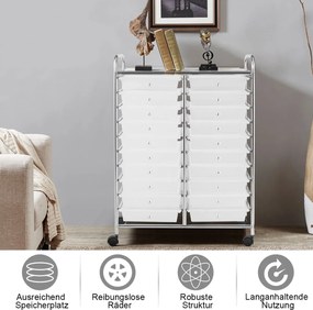 Costway Vozík se zásuvkami, válečkový kontejner, koupelnový vozík – průhledný