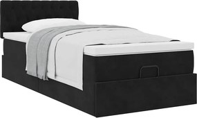 Osmanský rám postele s matrací černá 80x200cm samet 3311809