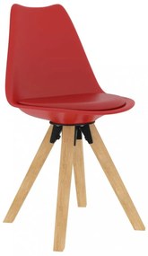 Jídelní židle 2 ks plast / umělá kůže / buk Dekorhome Oranžová