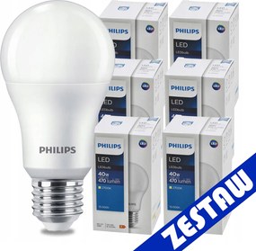 SADA 6 KS LED žárovek PHILIPS E27 4,9W 470lm - teplá bílá