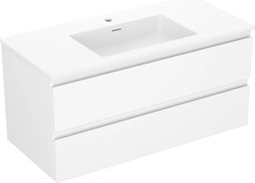 Mexen Orio, koupelnová skříňka 100 cm s umyvadlem Otis, 2 zásuvky, bílá matná, 91A10-10047-2-BFF01-W18M01