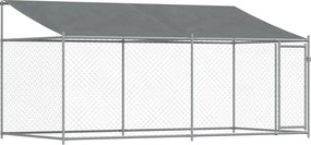 vidaXL Klec pro psy se střechou a dvířky šedá 4x2x2 m pozinkovaná ocel [3209568]