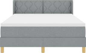 Postel s boxspringem s čelo Světle šedá 200 x 160 cm textil 3341363