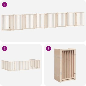 Zábrana pro psy s dvířky skládací 15 panelů 750 cm topol 3155702