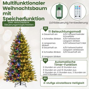 Costway 210 cm vysoký umělý vánoční stromek s 1646 špičkami