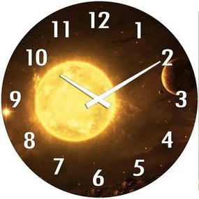 Postershop Nástěnné skleněné hodiny: Sluneční soustava - 30 cm