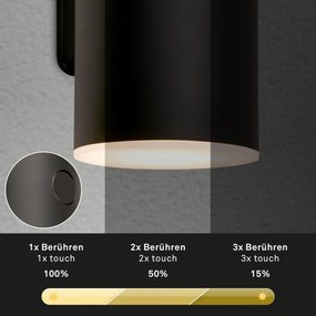 BRI 3786015 Lima LED venkovní nástěnné svítidlo, nabíjecí, 3 krokový dotykový stmívač, časovač, černé - BRILONER