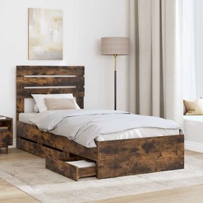 Rám postele s čelo Kouřový dub 90 x 190 cm Inženýrské dřevo 3411537