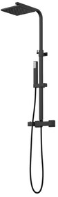 Gamma Cube, sprchová souprava s termostatickou baterií, hlavovou a ruční sprchou, výška 91-135cm, černá matná, GMA-BCEZNT-BK