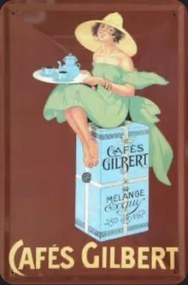 Plechová retro cedule Cafés Gilbert - káva