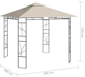 vidaXL Marketos Altán 3 x 3 x 2,7 m krémový 160 g/m²