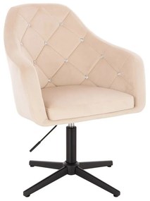 LuxuryForm DESIGN Otočné křeslo ROMA VELUR na černém kříži - krémové