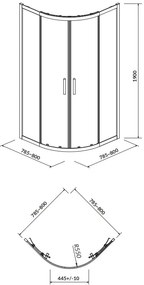 Cersanit Arteco, čtvrtkruhový sprchový kout 80x80x190cm, 5mm čiré sklo, chromový profil + sprchová vanička Tako, S601-113