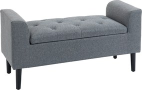 HOMCOM Úložná lavice, čalouněná lavice s lněným vzhledem, dřevěné nohy, lavice s nosností až 130 kg, do obývacího pokoje, ložnice a chodby, 116 x 44 x