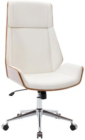 Kancelářská židle Breda ~ koženka, dřevo ořech - Bílá
