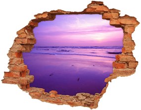 Wallmuralia Díra 3D ve zdi nálepka Západ slunce moře 90x70 cm