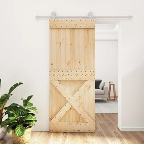Posuvné dveře s kováním 85 x 210 cm masivní borové dřevo,  3203096