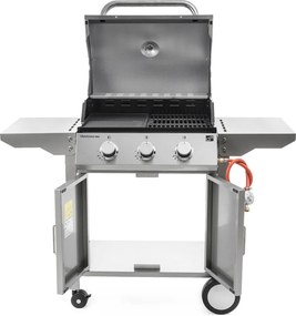 Plynový gril OKLAHOMA BBQ, 3 hořáky, s redukčním ventilem, stříbrná Penta CZ