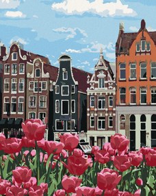 zuty malování podle čísel - tulipány v amsterdamu ii, 80x100 cm, vypnuté plátno na rám